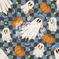 Halloween Blue Seamless Pattern, Pumpkins and Ghosts Pattern for Fabri ...