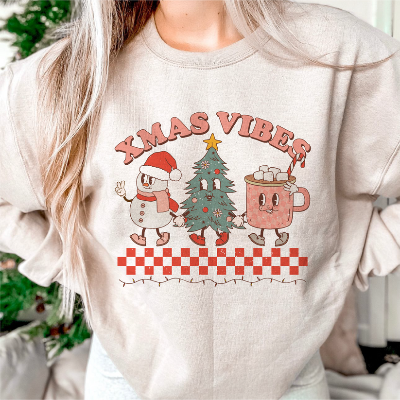 Xmas Vibes PNG | Retro Christmas Tree Sublimation | Retro Characters T ...